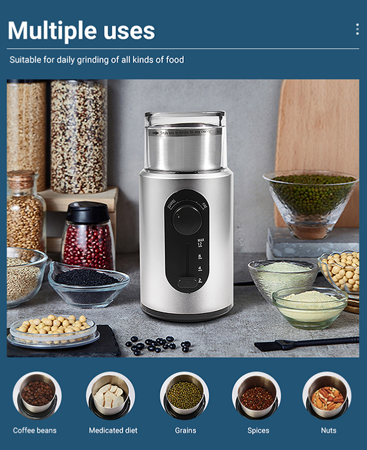Adjustable Electric Spice Grinder With Stainless Steel Blade, High ...