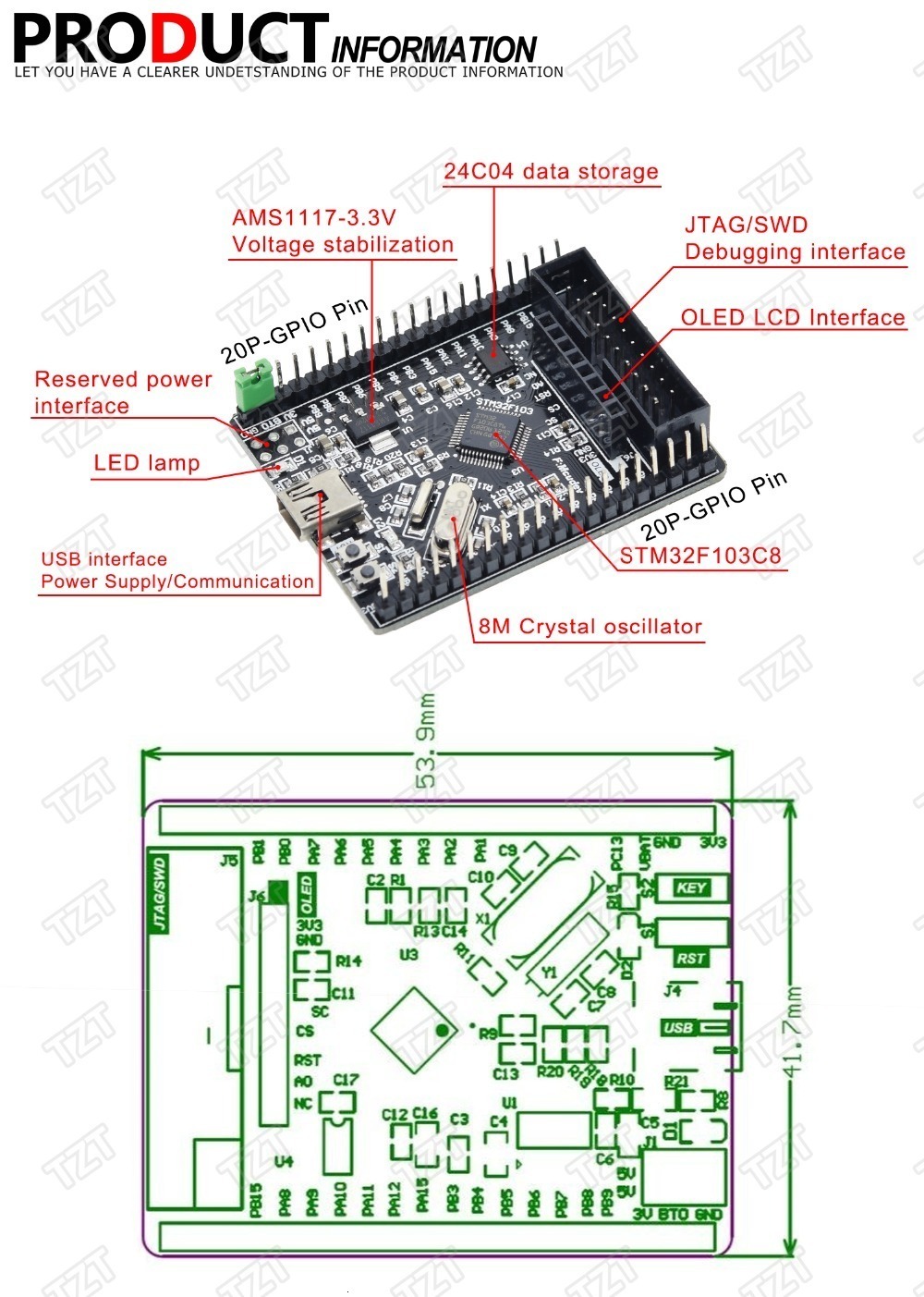 1pcs Shengyang Stm32f103c8t6 Stm32f103 Stm32f1 Stm32 System Board