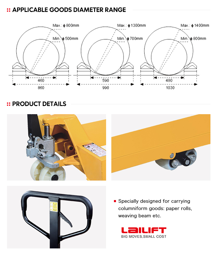 2 Ton Hydraulic Trolley Paper Roll Hand Pallet Jack Truck, High Quality ...