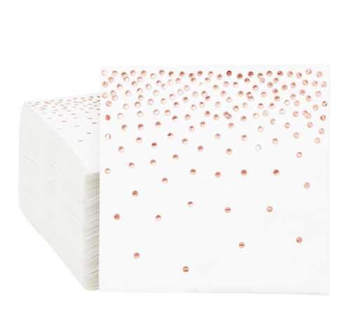 3ply Disposable Confetti Foil Rose Gold Cocktail Napkins, High Quality ...