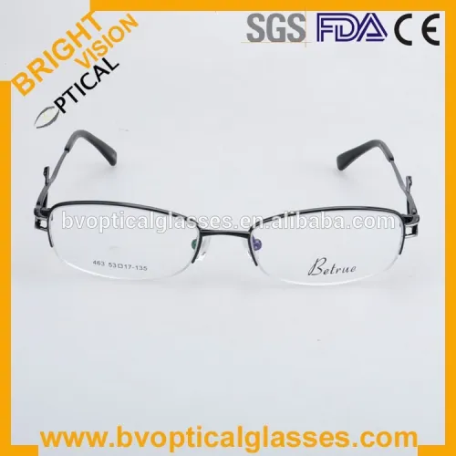 Bright Vision Unique Temple Half Rim Stainless Steel Metal Ideal Optics