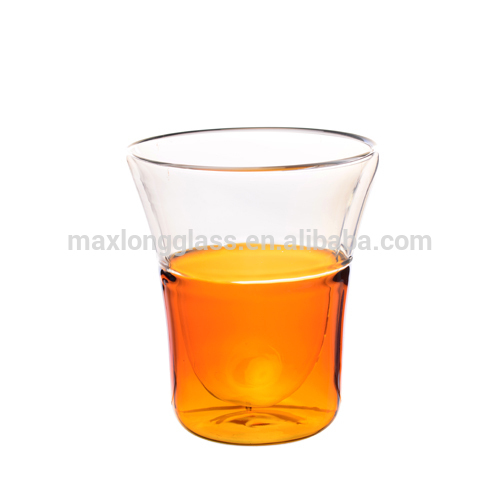 Borosilicate Double Wall Glass With Half Green Amber Color, High ...