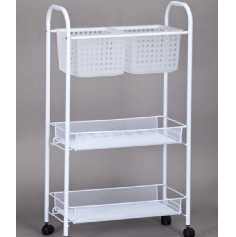 White Triple Storage Trolley With Wheels, High Quality White Triple ...