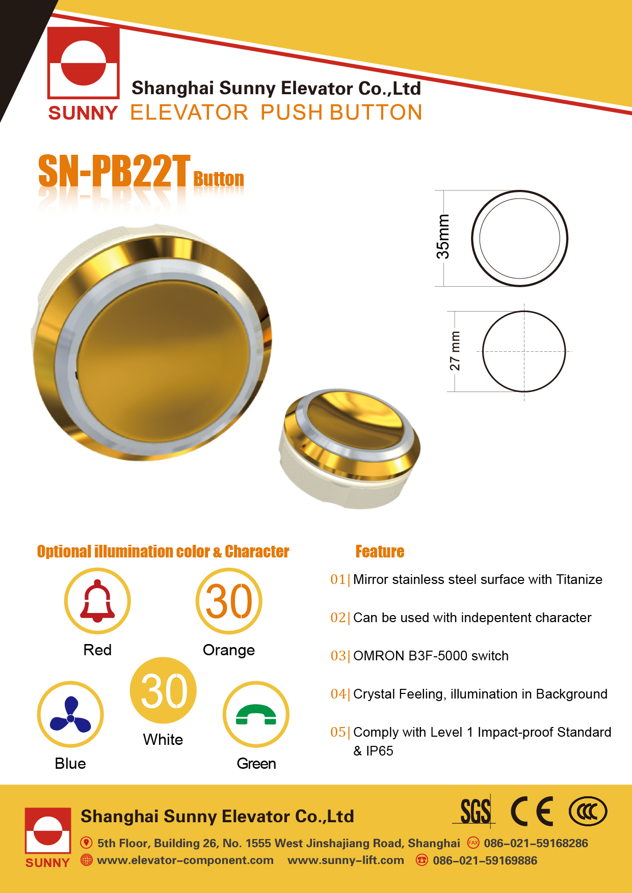 Elevator Lift Led Push Button Switch With Braille For Cop Lop, High ...