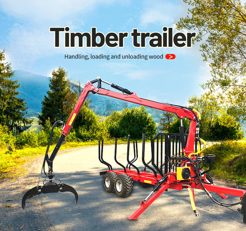 Tractor Hydraulic Wood Timber Grab Loading Trailer 6 Ton Forest Atv Log ...