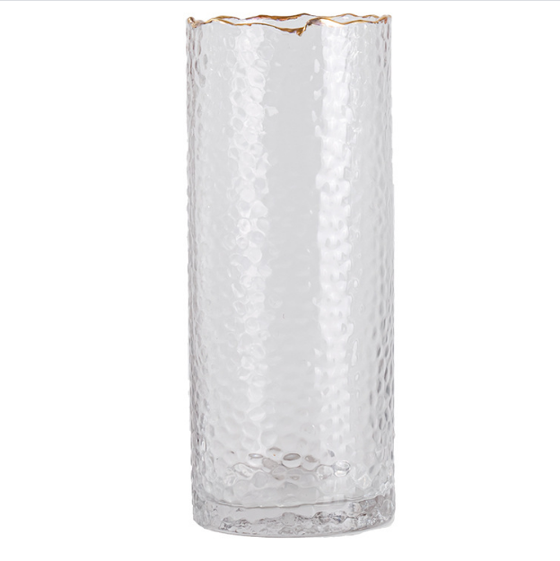 Hammered Vases Gold Rimmed Glass Vase Cylinder Vase, High Quality ...