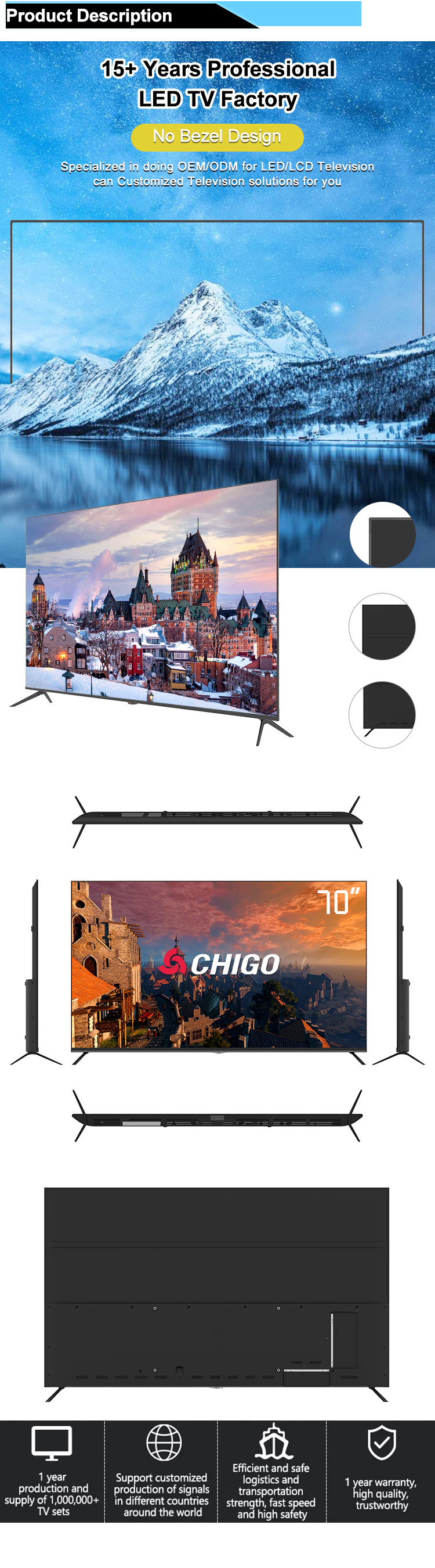 70 Inch Led Frameless 4k Uhd Smart Tv With Android And Dvbt2, High ...