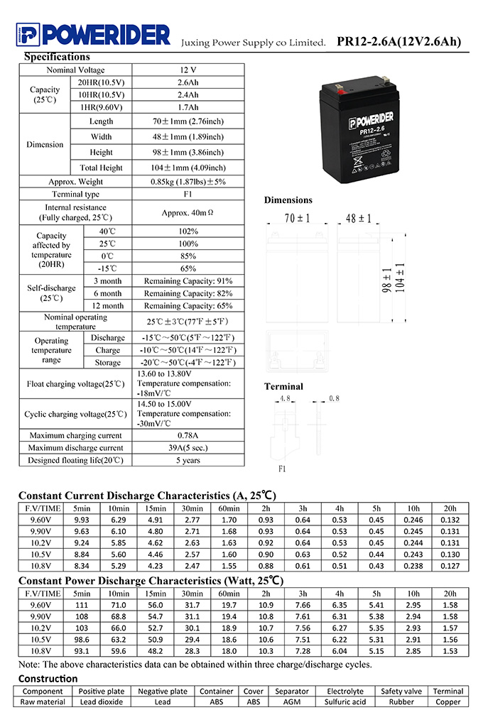12v 2.6ah Lead Acid Ups Battery, High Quality 12v 2.6ah Lead Acid Ups ...