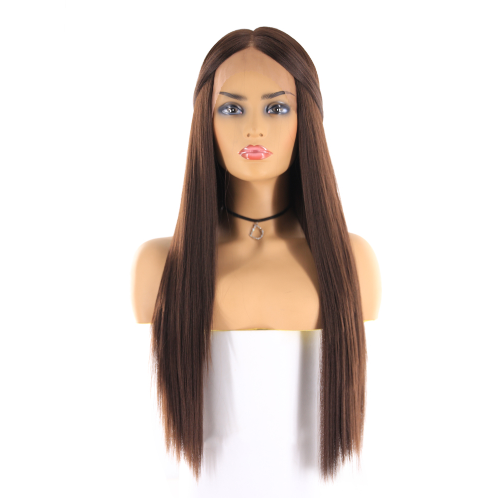 Wholesale Long Middle Part Yaki Straight Lace Front Wig With Natural ...