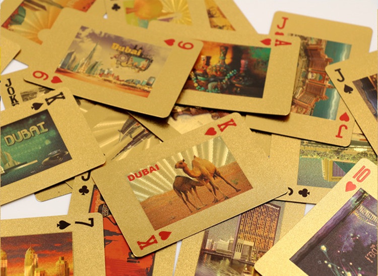 24k Dubai Playing Cards Landscape Currency Dirham Poker Game Deck Gold ...
