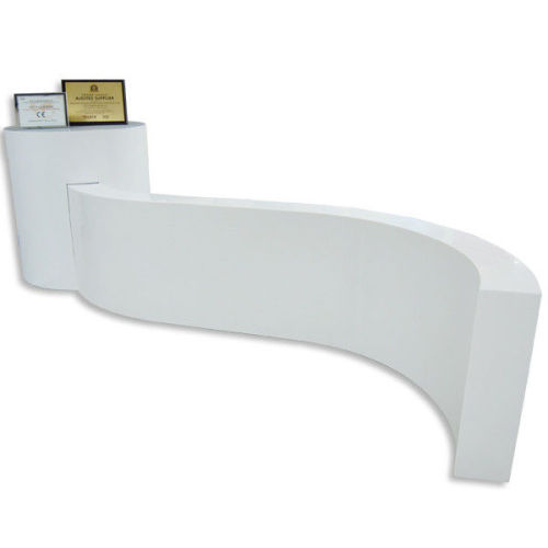 Customized Corian Artificial Stone Reception Desk, White Acrylic Marble ...