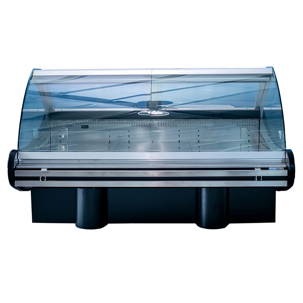 Curved Glass Seafood Display Chiller, High Quality Curved Glass Seafood ...
