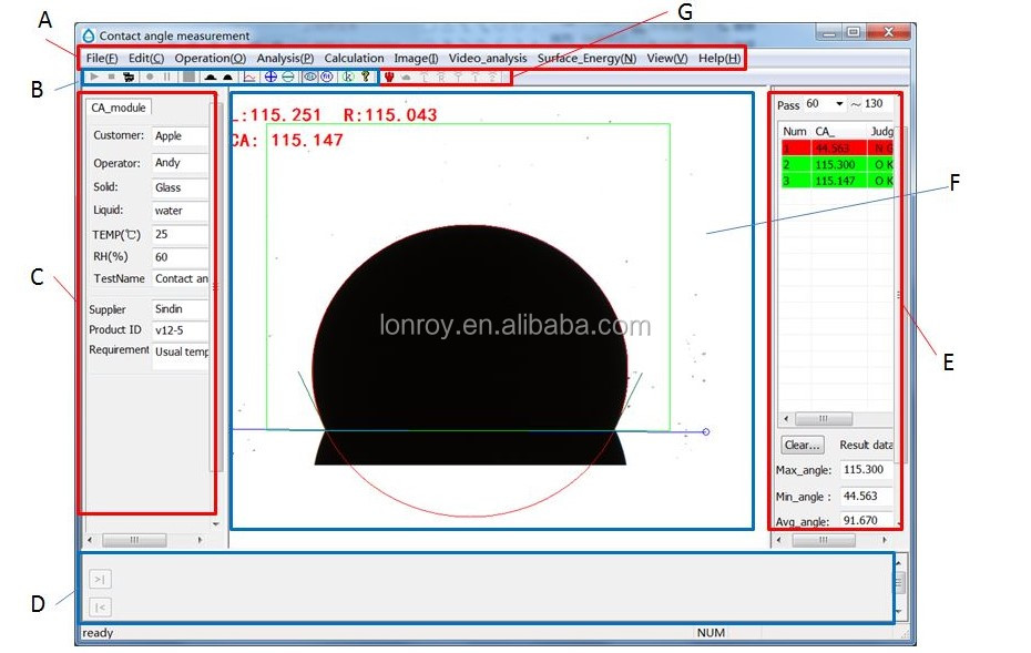 Big Size Contact Angle Test Equipment & Dynamic Contact Angle Measuring ...