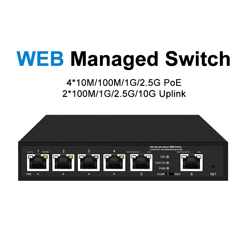 2.5g Poe Switch With 10g Uplink, 6 Ports, Web Managed, Vlan, Qos, Igmp ...