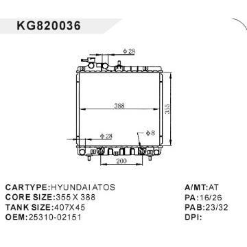 Radiator Car:hyundai Atos Oem:25310-02151, High Quality Radiator Car ...
