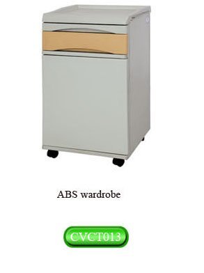 White Color Medical Abs Wardrobe, Hospital Bedside Tables With Drawer ...