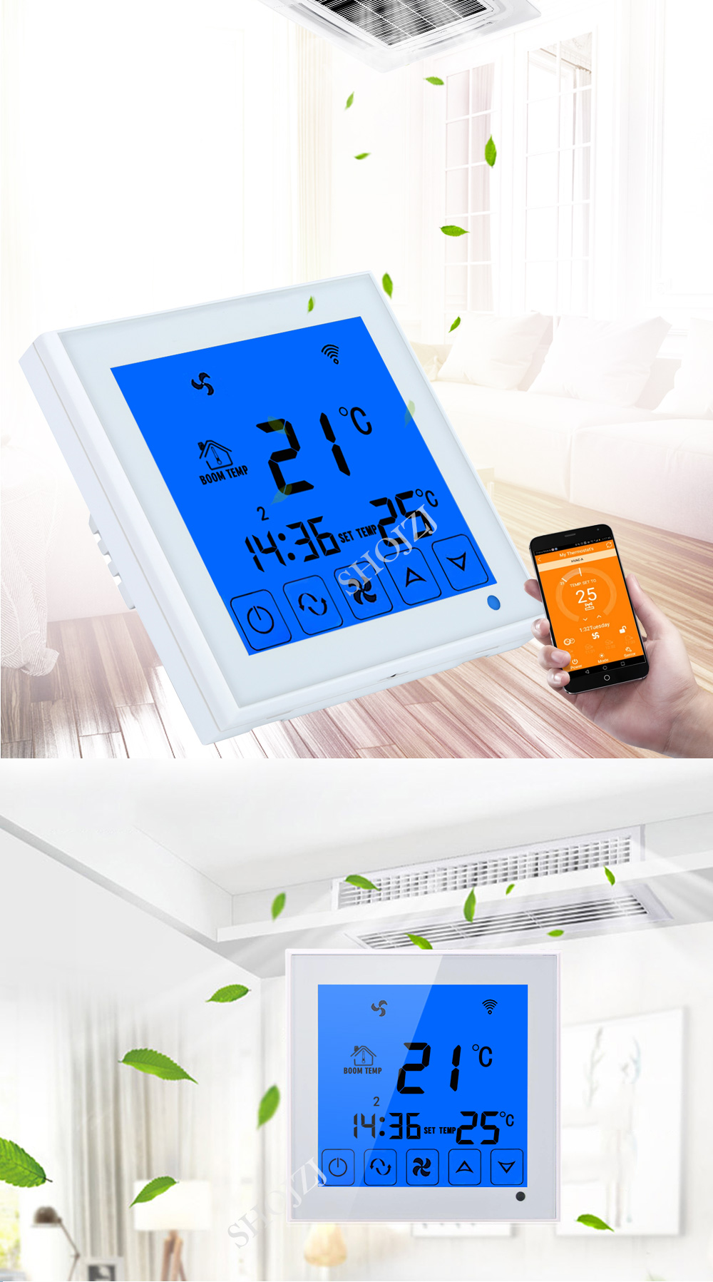 Smart Central Air Conditioner Temperature Controller 2p 4p Fan Coil Thermostat For Heating ...