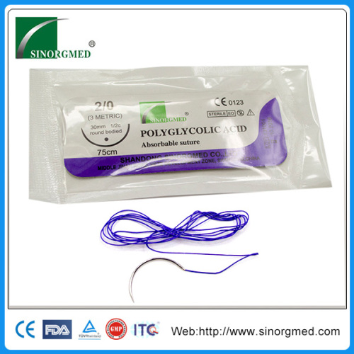 Synthetic Absorbable Surgical Suture Pga/pdo Suture With Needle, High ...