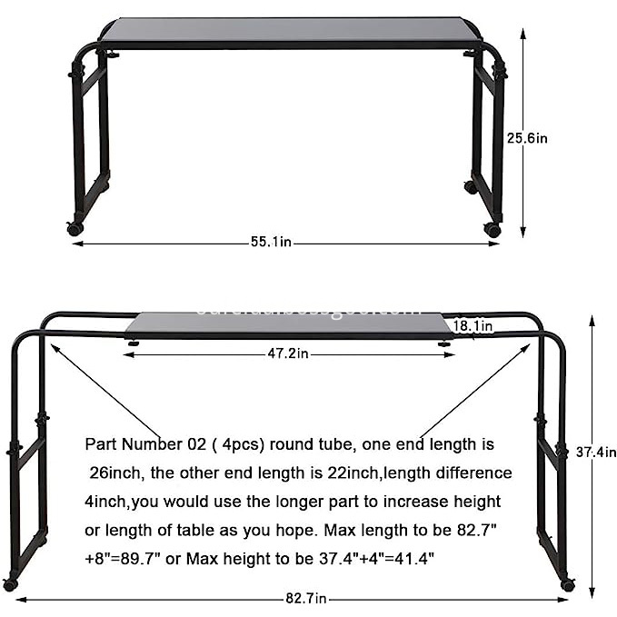 Hospital Furniture Movable Overbed Table For Patient Dining, High ...