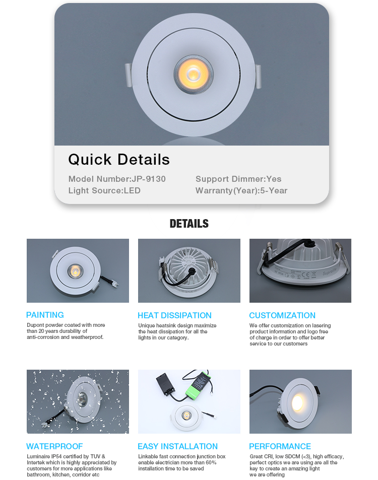 Circular 230v Germany Standard Junction Box Led Dimmable Downlights ...