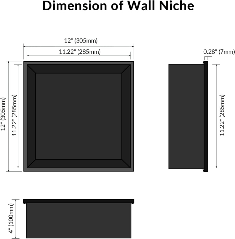 Mondway Stainless Steel Shower Niche - Matte Black Recessed Storage ...