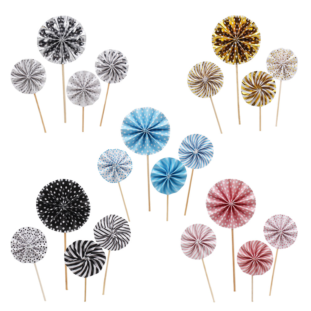 20 Pcs Cake Toppers Paper Fan Shaped Cupcake Toppers Dessert Toppers ...