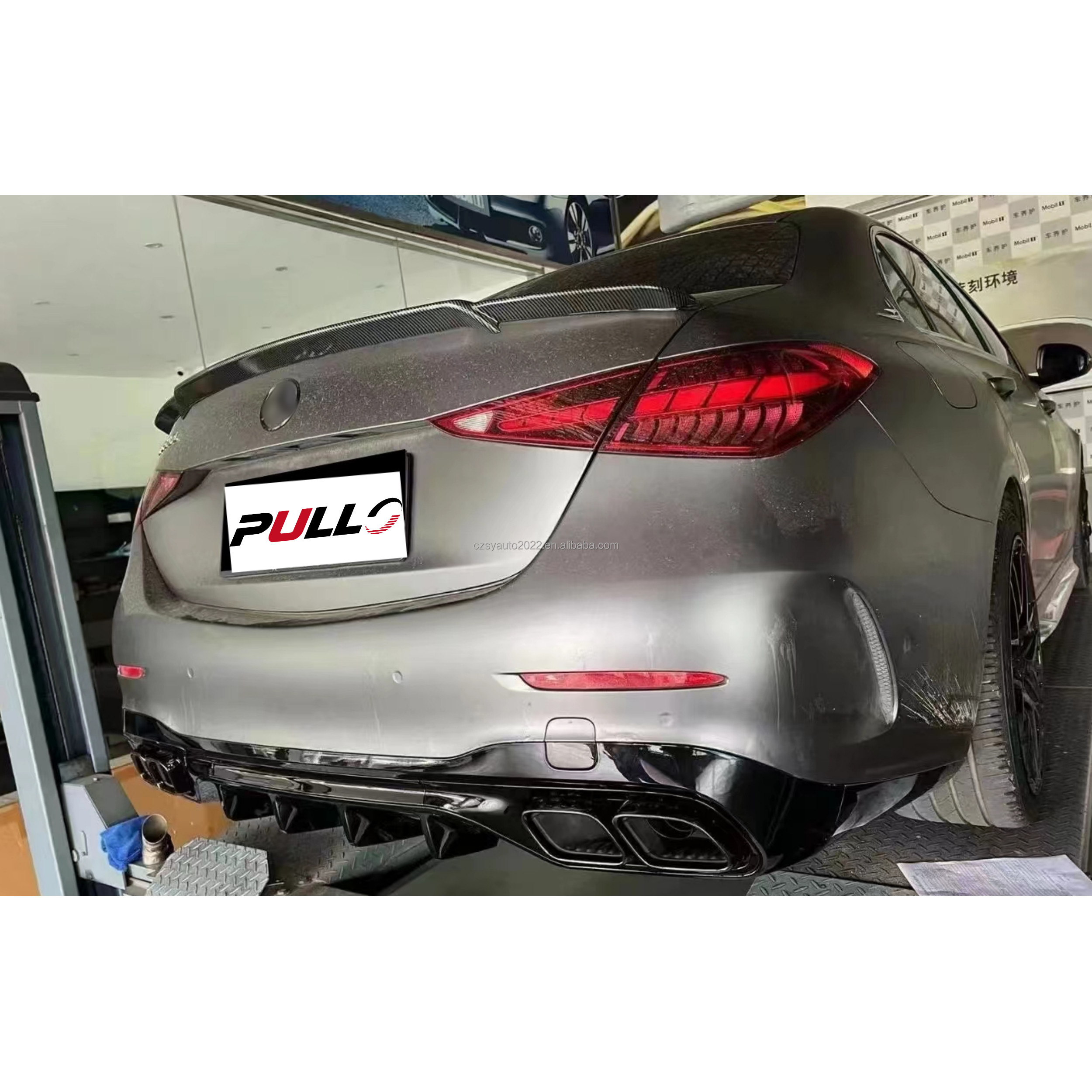 Body Kit With Rear Diffuser And Tail Pipes For Mercedes-benz C-class ...