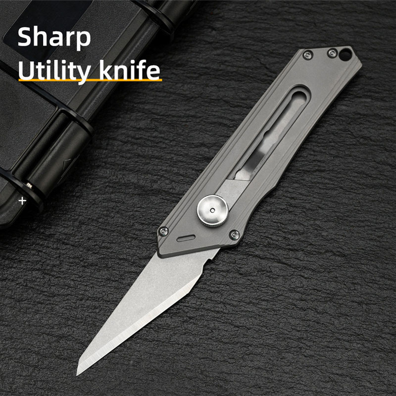 Edc Knife Box Cutter Titanium Belt Knife, High Quality Edc Knife Box ...