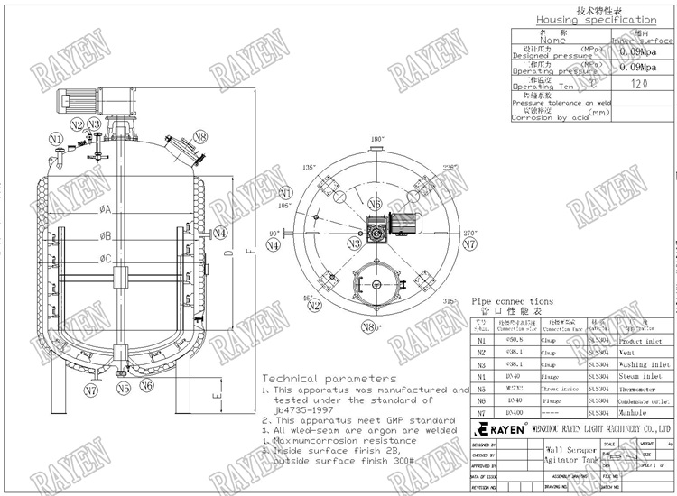 Steam Jacketed Mixing Tanks For Food Processing: 500l To 1000l Agitator ...