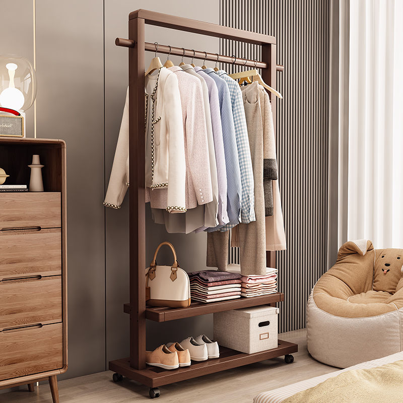 Modern Movable Solid Wood Hanger Rack For Bedroom And Living Room, High ...