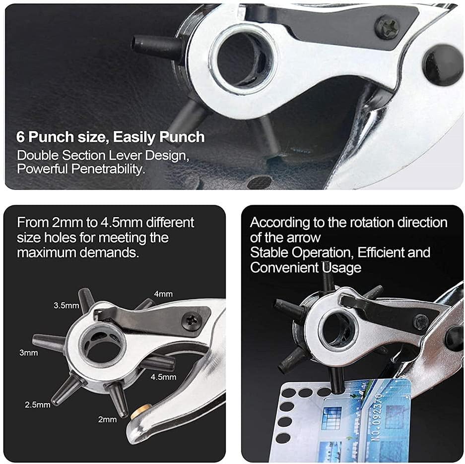 High Quality 6-hole Heavy Duty Rotary Leather Punch Belt Hole Puncher ...