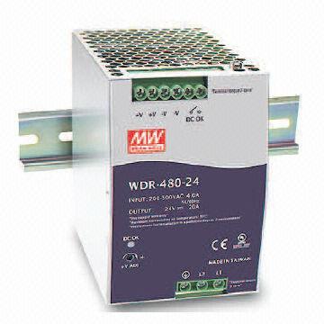 480w/24v/20a Single Output Din Rail Power Supply, Mean Well, Wdr-480-24, Wide Input Voltage ...