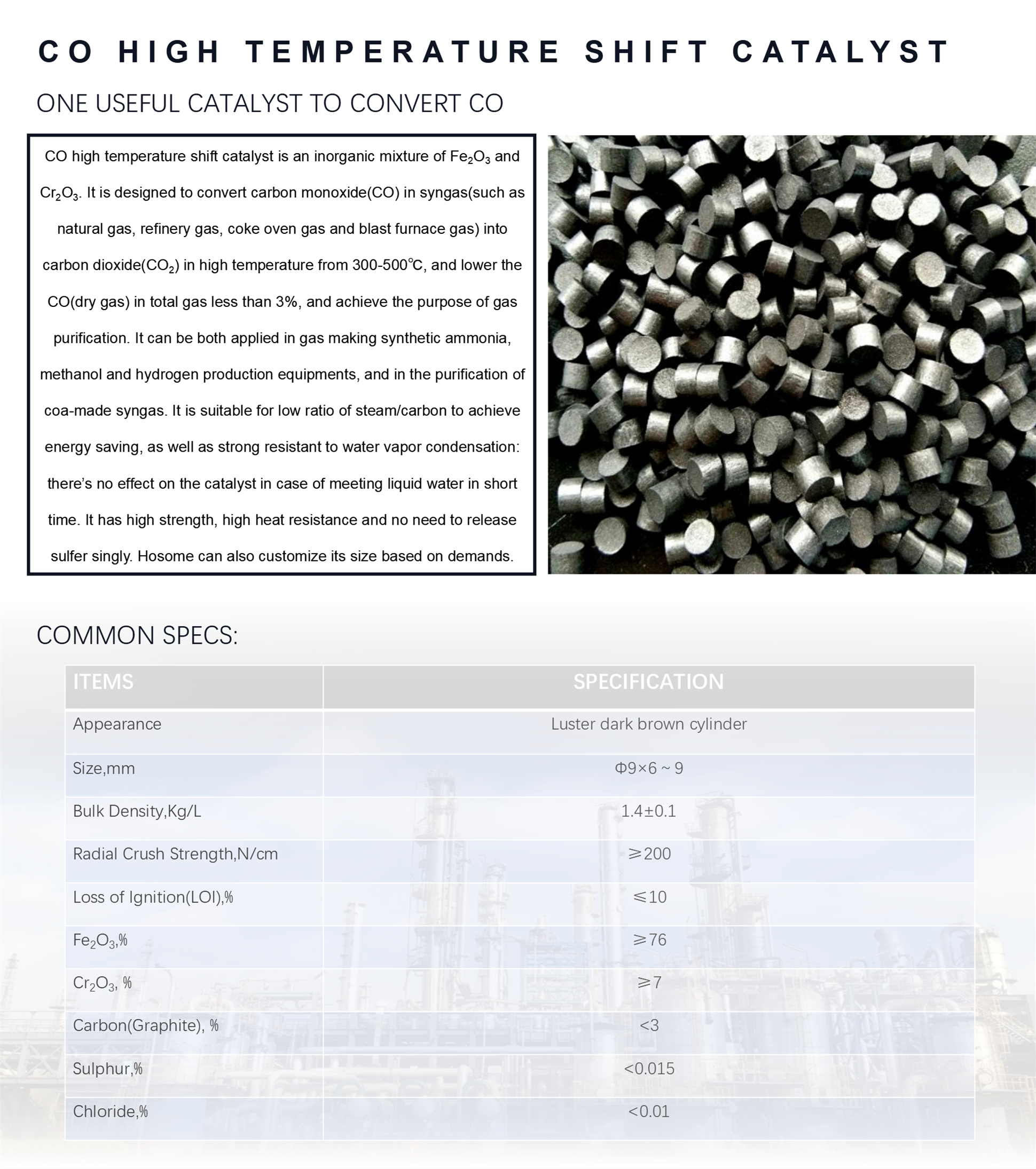 Hosome Co High Temperature Shift Catalyst For Efficient Gas Treatment ...