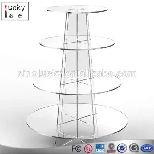 4 Tier Round Acrylic Wedding Cake/ Cupcake/ Birthday Party Cake Display ...