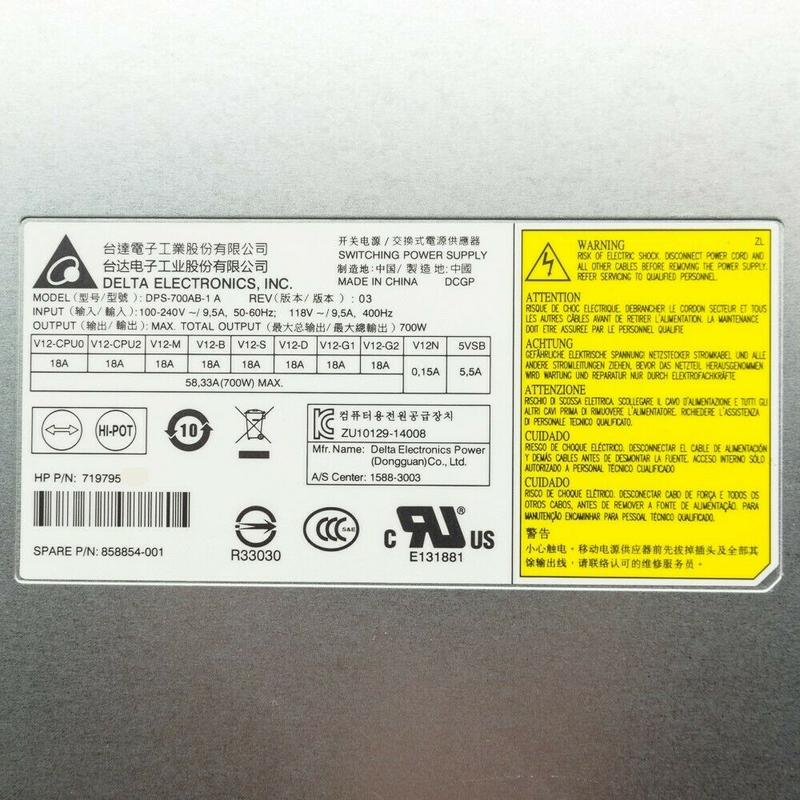 Hp Z440 Workstation 700w Power Supply Models Dps-700ab-1 719795-004 ...