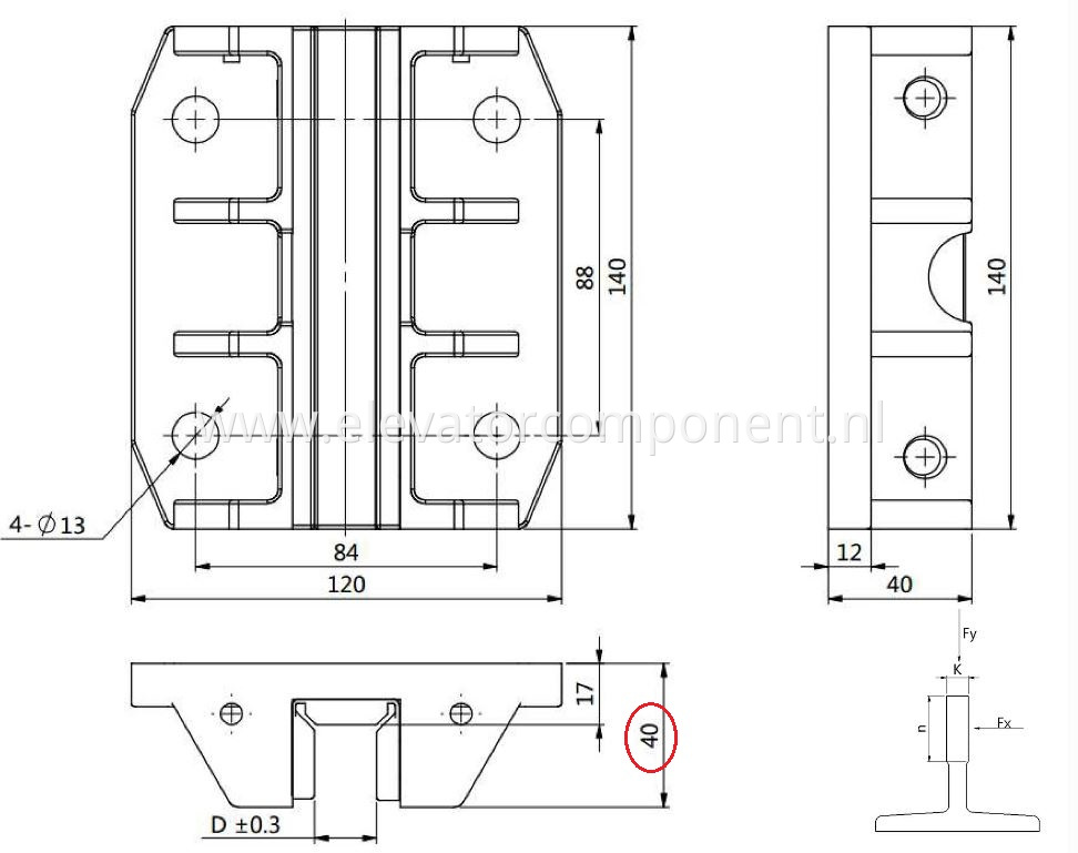 Counterweight Guide Shoe for ThyssenKrupp Elevators