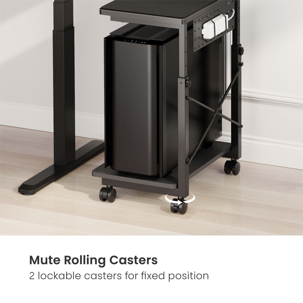 Height Adjustable Cpu Stand With Pegboard And Casters For Office And ...