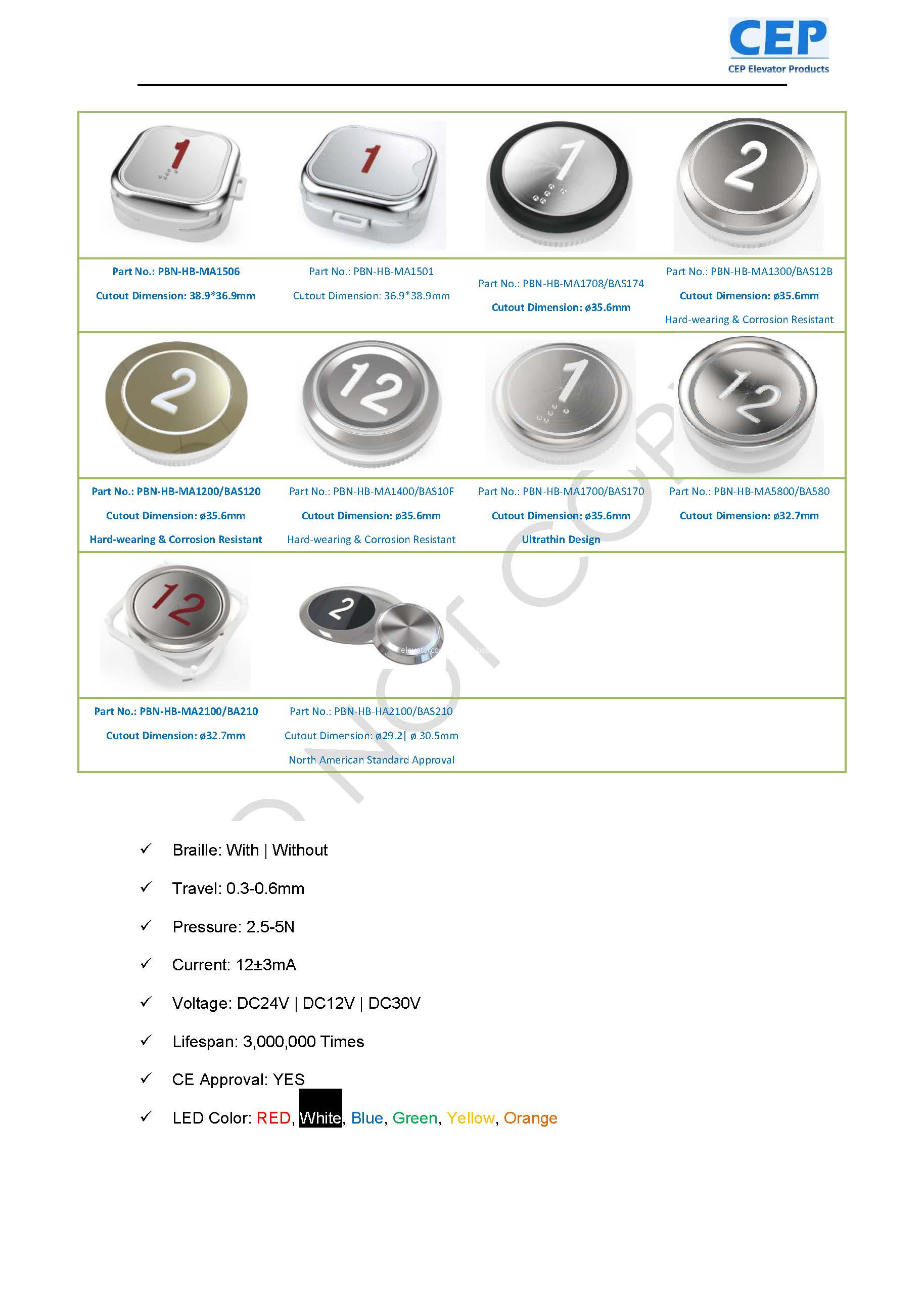 Elevator Push Button Family, High Quality Elevator Push Button Family ...