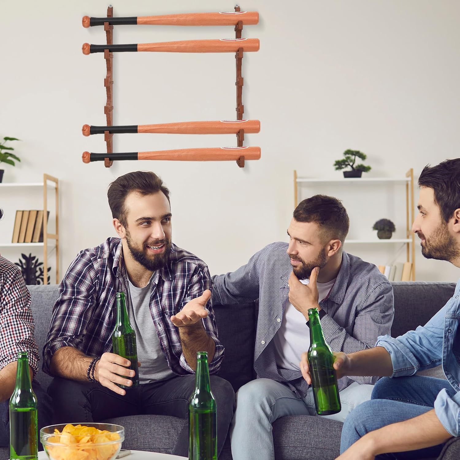 Contemporary Horizontal Baseball Bat Wall Mount Display Rack With ...