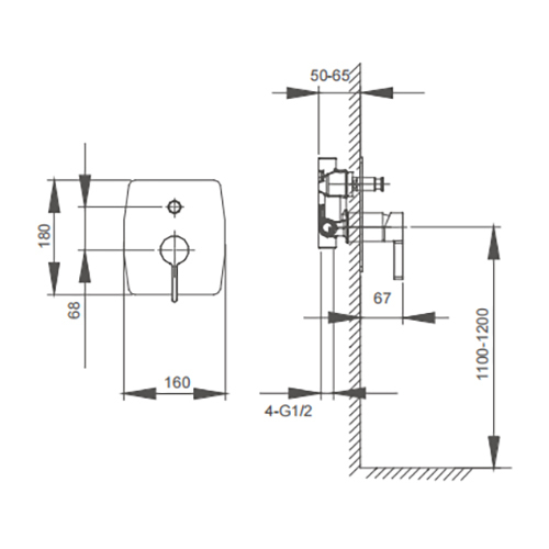 Vogue Shower Valve For Concealed Installtion With Divertor, High ...
