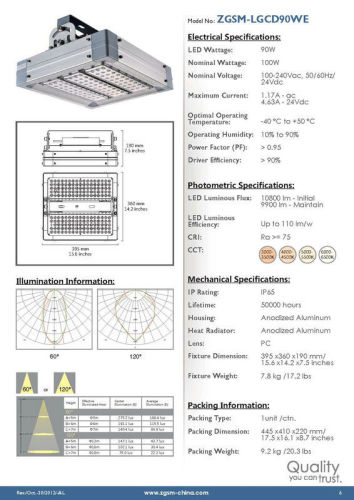 100 Watt Wide Input Workshop Led Lights 240v Ac , Led High Bay Lamp ...