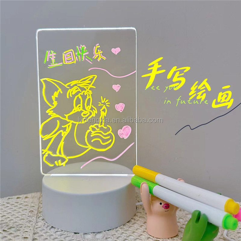 Usb Blank Acrylic Writing Led Message Board With 3d Night Light And ...