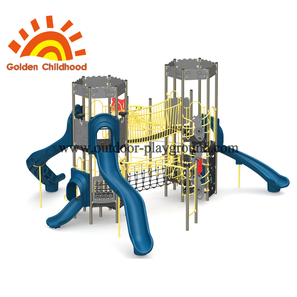 Double Tower Slide สนามเด็กเล่นกลางแจ้งสำหรับเด็ก คุณภาพสูง Double ...