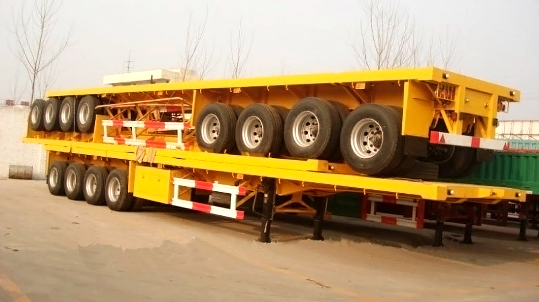 4 Axles Flatbed Container Trailer, High Quality 4 Axles Flatbed ...