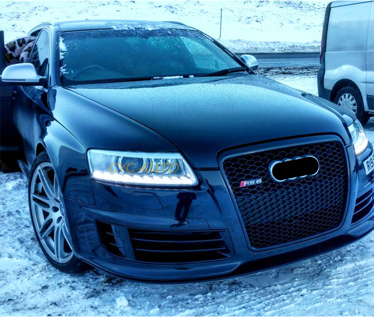 Rs6 Black Abs Front Bumper Honeycomb Mesh Grille For Audi A6/s6 C6 4a ...