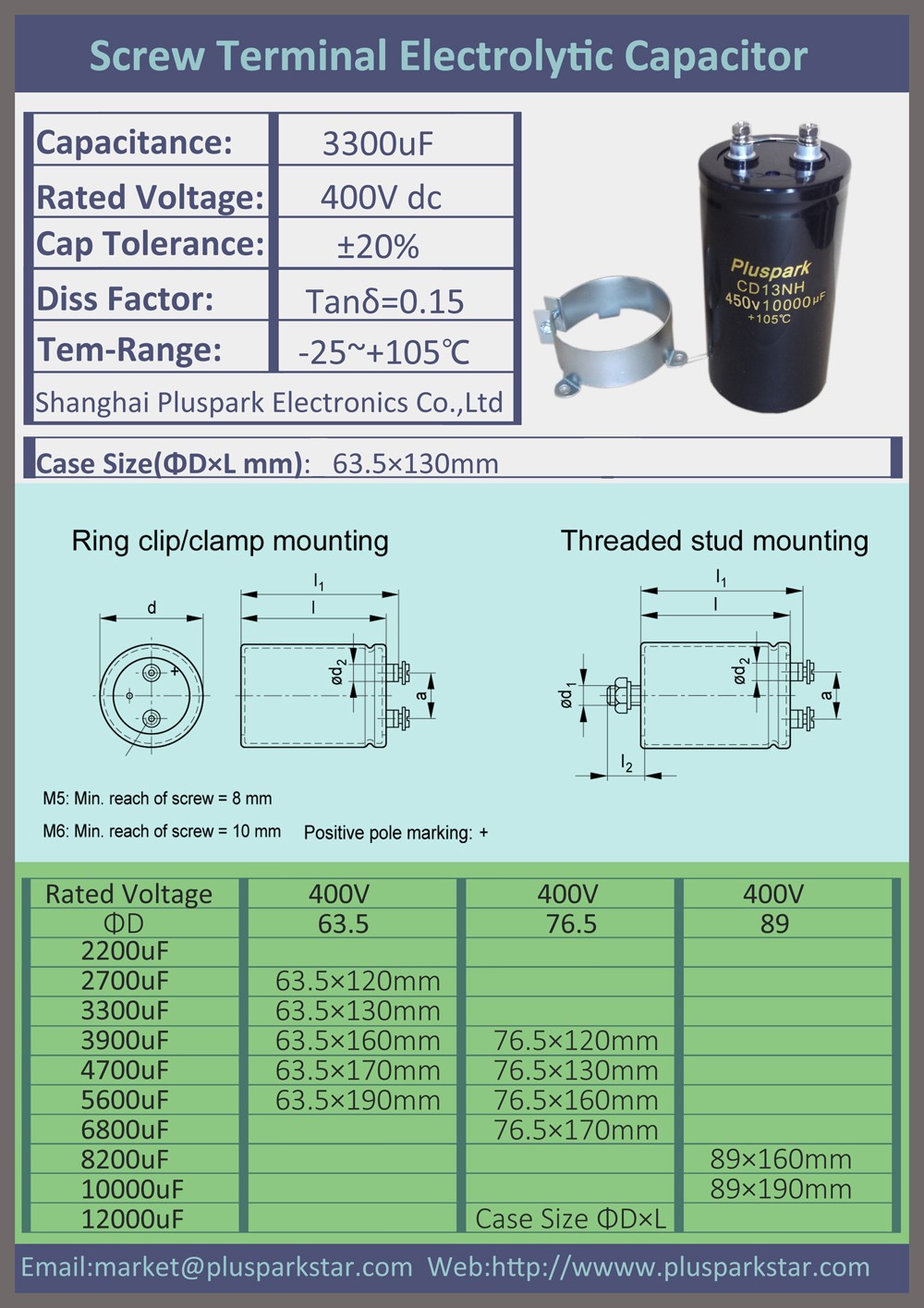 Screw Terminal Electrolytic Capacitor 400v 3300uf, High Quality Screw ...