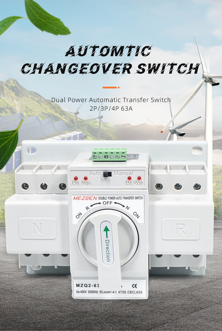 63a 3 Pole Double Power Changeover Switch - Automatic Transfer Switch ...