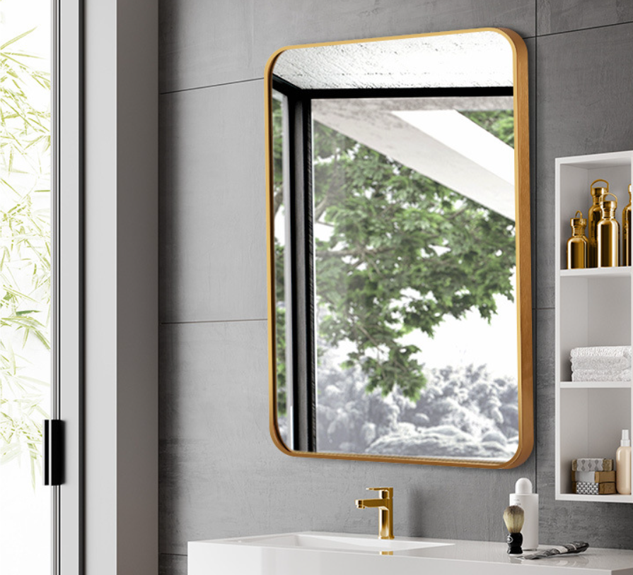 Large Gold Hotel Rectangle Round Corner Designer Wall Frames Mirror ...