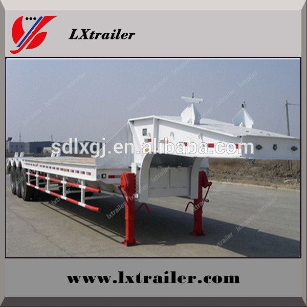 15m Steel 3 Axle Low Bed Semi Trailer With Hydraulic Ramp, High Quality ...