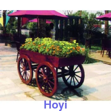 Outdoor Wooden Flower Barrow For Public Use, High Quality Outdoor ...